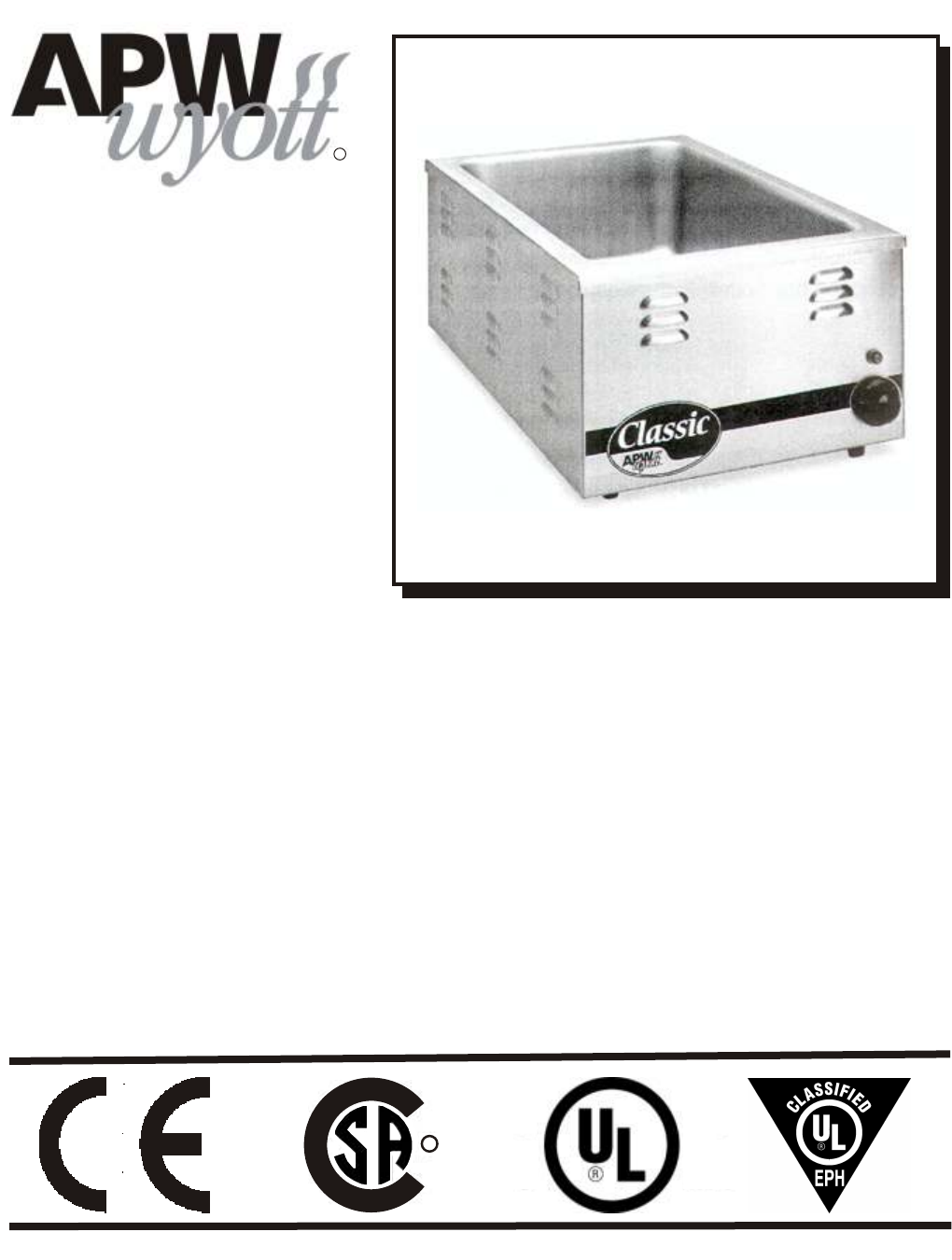 APW Wyott Food Service Equipment W-3V Manual