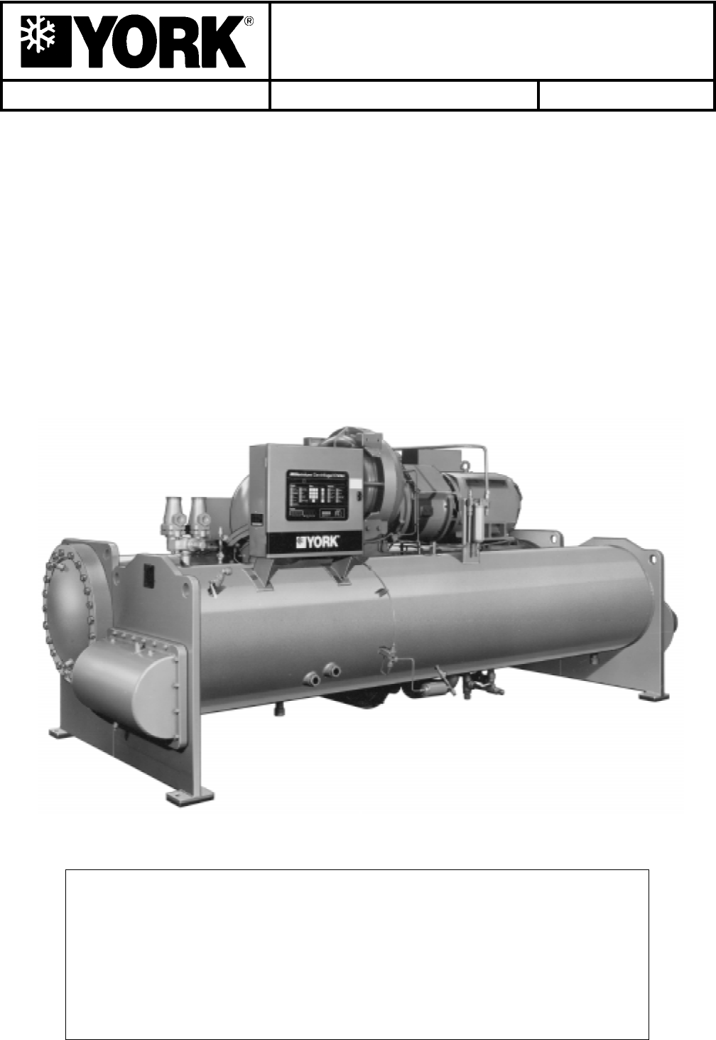 York YK M3 M3 G4 THRU YK S6 S4 J2, YK LB LB G4 THRU YK SE SC J4 Manual