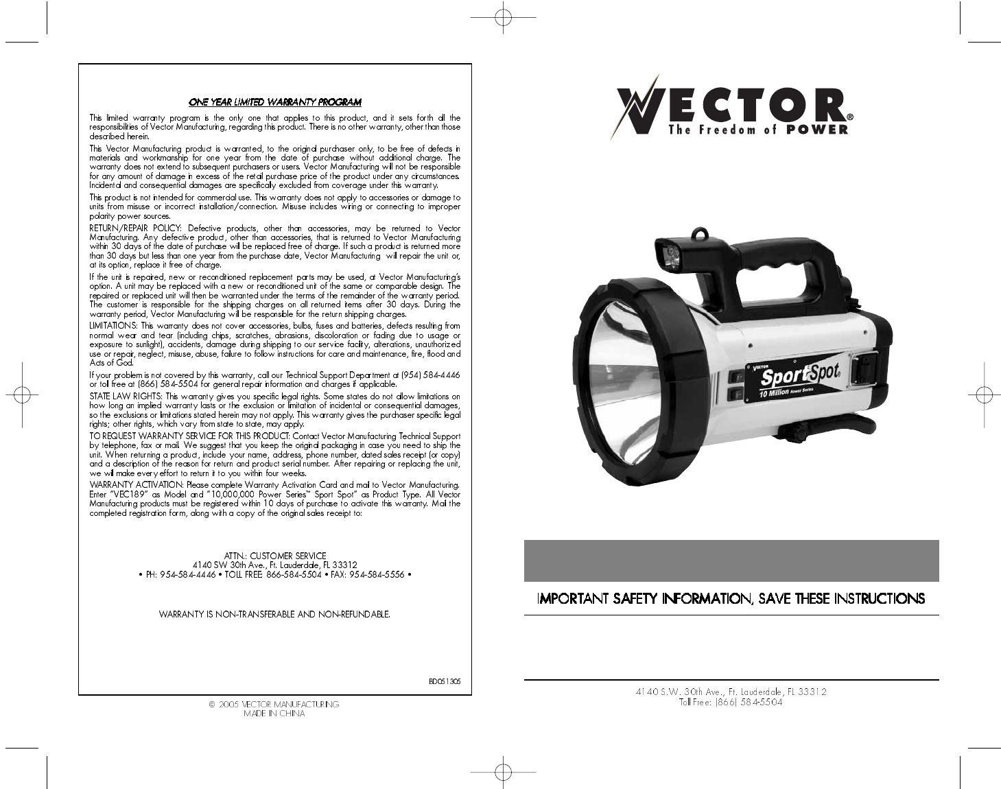 Vector VEC189 Manual